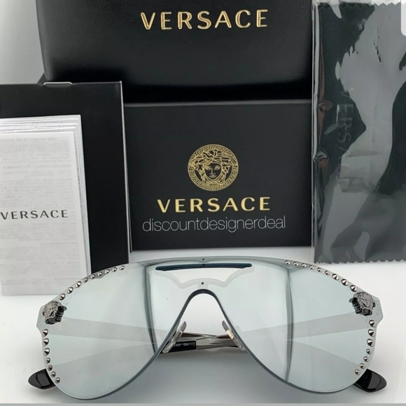 Versace | Accessories | Versace Glam Medusa Gunmetal Silver Mirror ...